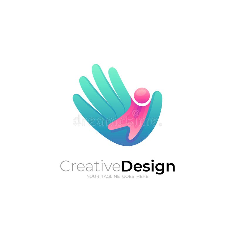 Hand Care Logo with Community Design Template, Social Icon Stock Vector ...