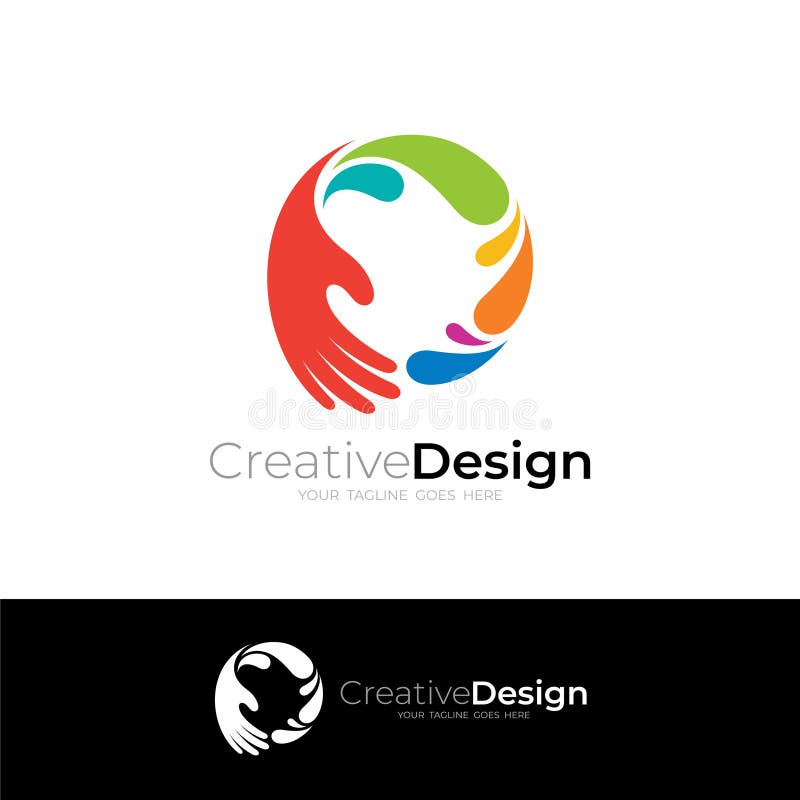 Hand Care Logo with Colorful Design, Circle Icons Stock Vector ...