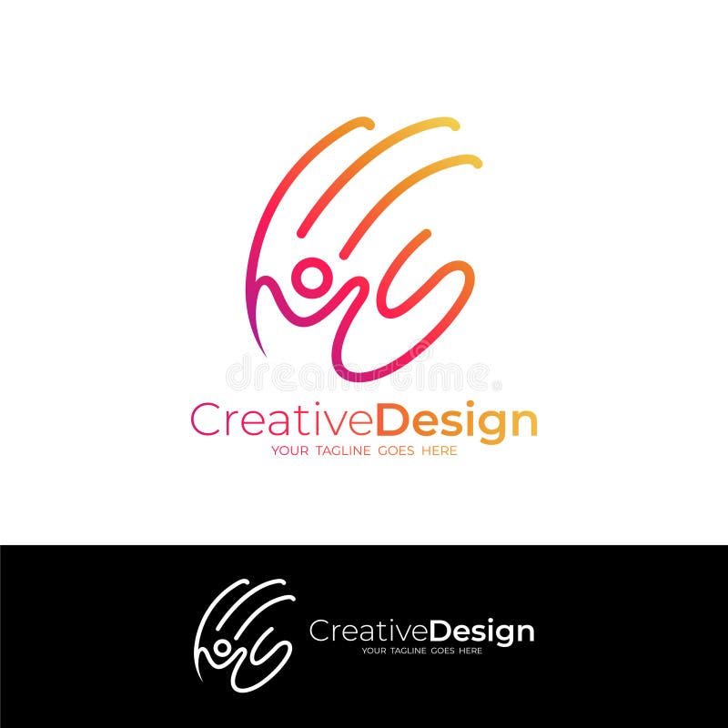 Hand Care Logo with Social Design Community, Line Style Stock Vector ...