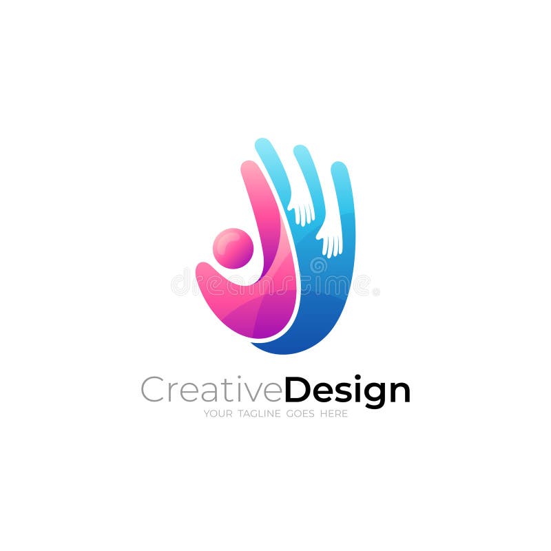 Hand Care Logo with Heart Design Vector, Colorful Icon, Babble Logos ...