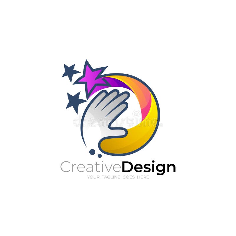 Hand Care Logo Template, Hand and Star Design Combination Stock Vector ...