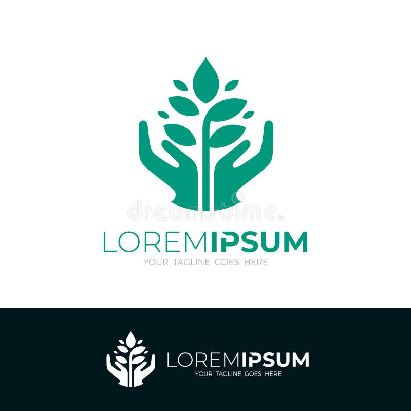 Hand Care Logo and Tree Logo Combination, Green Color Stock Vector ...