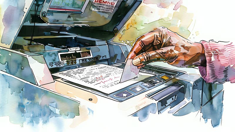 Hand Carefully Inserting a Ballot into an Electronic Voting Machine ...