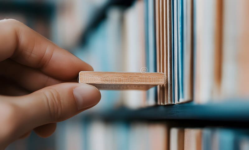 A Hand Carefully Pulls a Small Book from a Bookshelf, Showcasing a Love ...