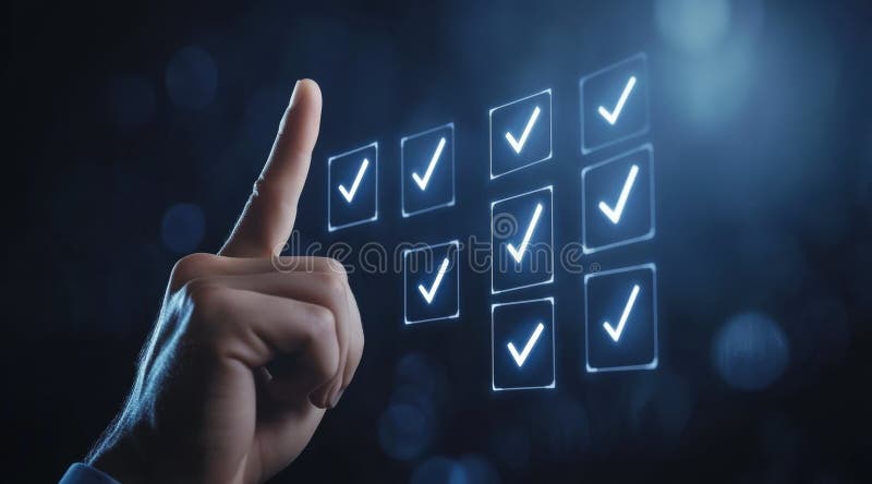 A Hand is Methodically Drawing a Check Mark on a Digital Screen Stock ...