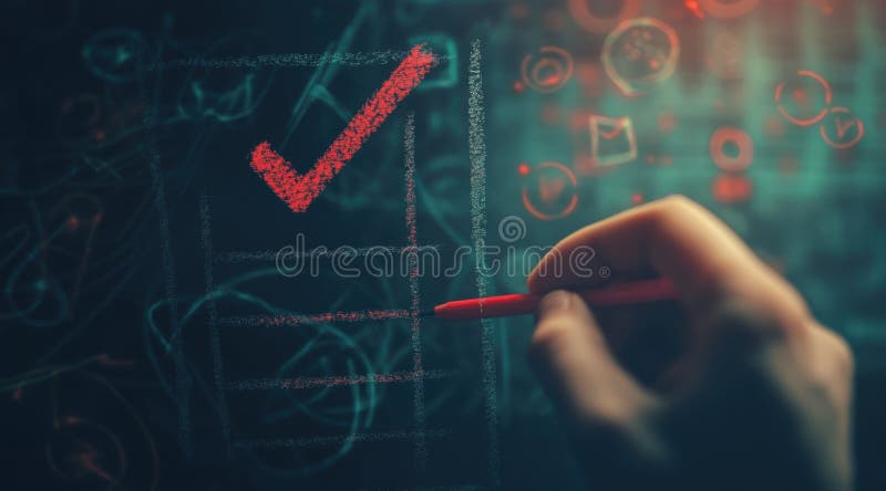 A Hand is Methodically Drawing a Check Mark on a Digital Screen Stock ...