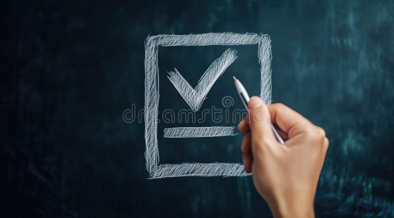 A Hand is Methodically Drawing a Check Mark on a Digital Screen Stock ...