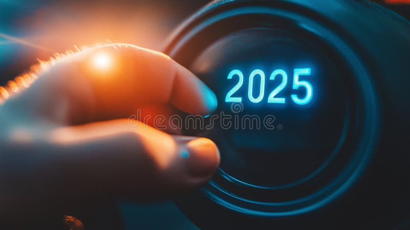 A Hand Adjusts a Futuristic Dial To 2025 in a Modern Vehicle S ...