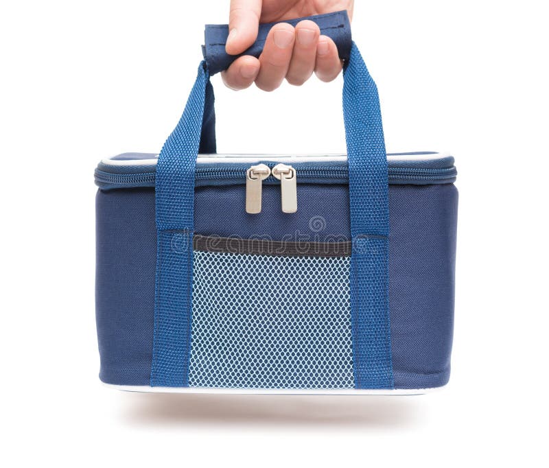 Hand Carrying a Blue Lunch Pack Carrier Stock Image - Image of ...