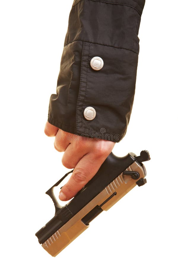 Hand carrying pistol stock photo. Image of cutout, handgun - 14005754