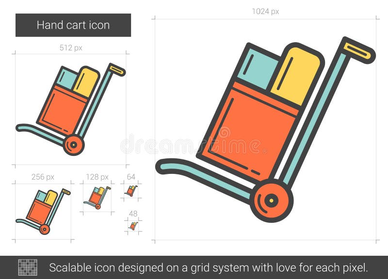 Hand cart line icon. stock vector. Illustration of push - 94330364