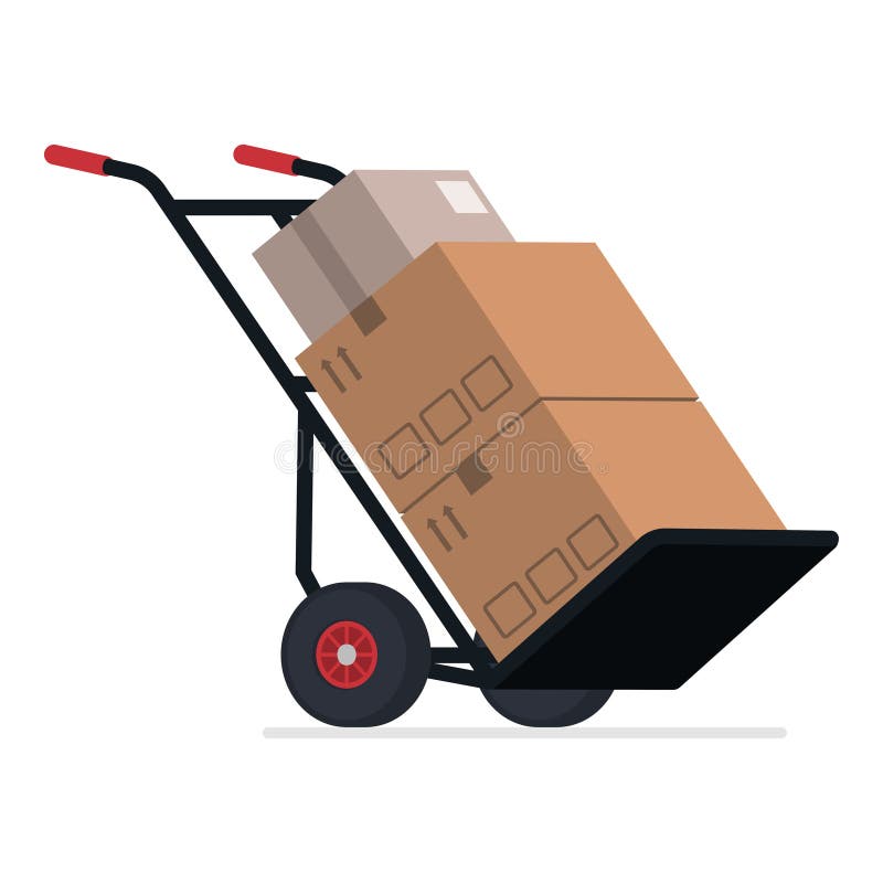 Hand Cart Loaded with Boxes Stock Illustration - Illustration of ...