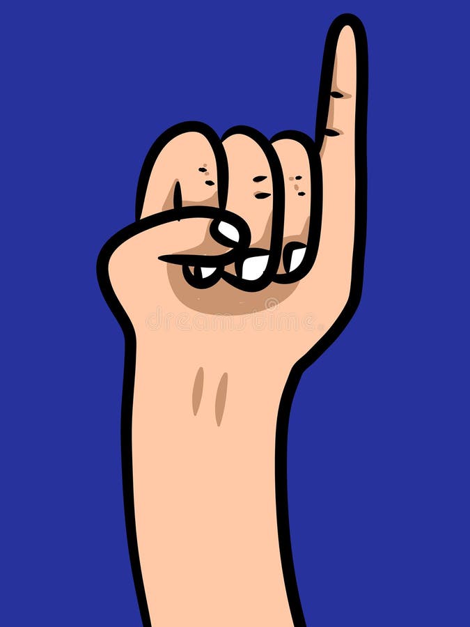 Hand Cartoon on Blue Background Stock Illustration - Illustration of ...