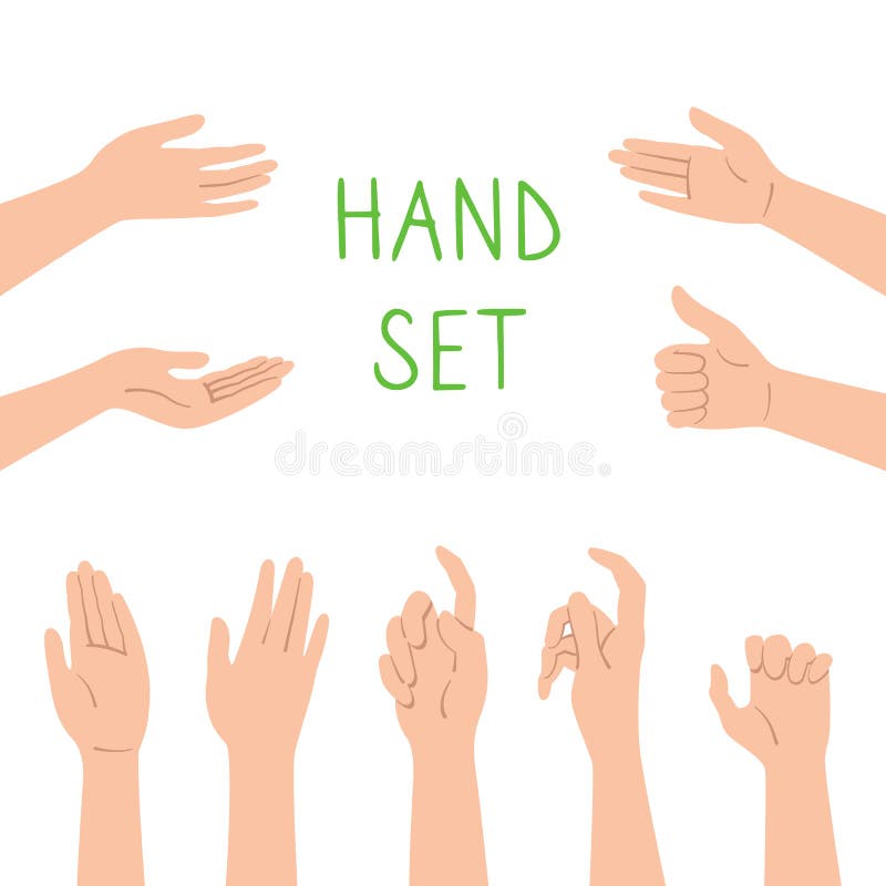 Hand Cartoon Style Set Gestures of Human Sign Stock Vector ...