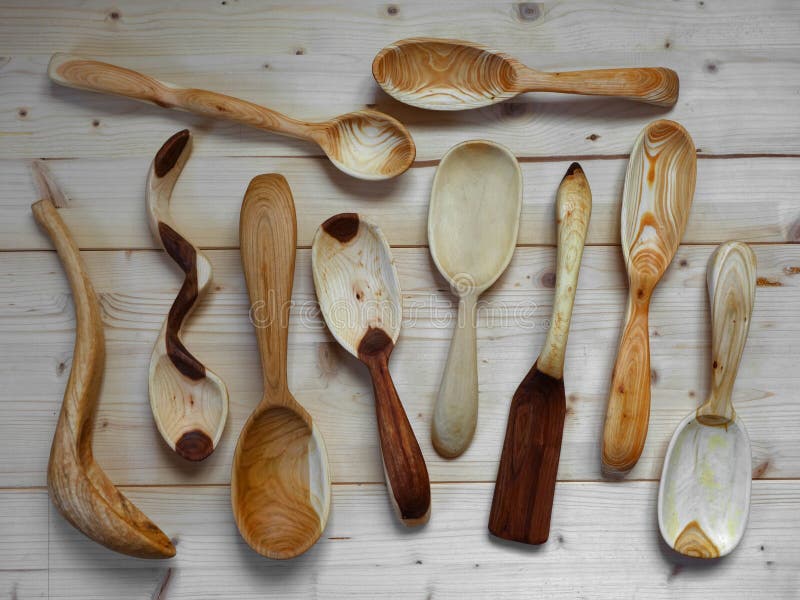 Hand carved wooden spoons stock image. Image of wood - 30521983