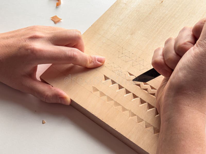 Hand Carving Intricate Geometric Patterns on Wood with Precision and ...