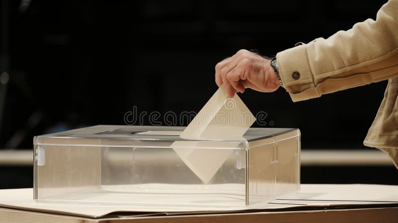 Hand Casting Ballot into Transparent Voting Box Stock Illustration ...