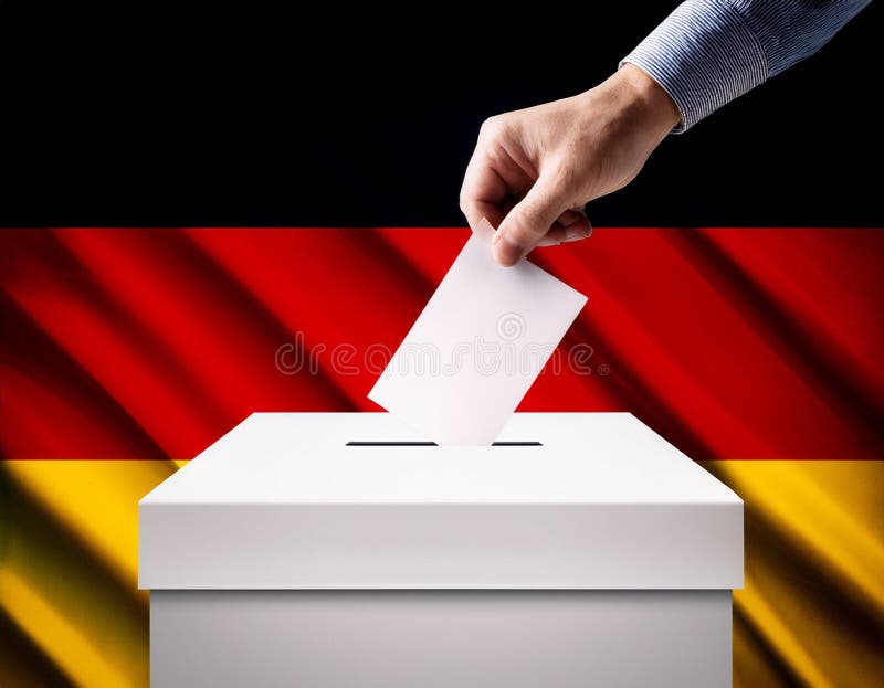 Hand Casting a Ballot into a Voting Box Under the Banner of "Election ...