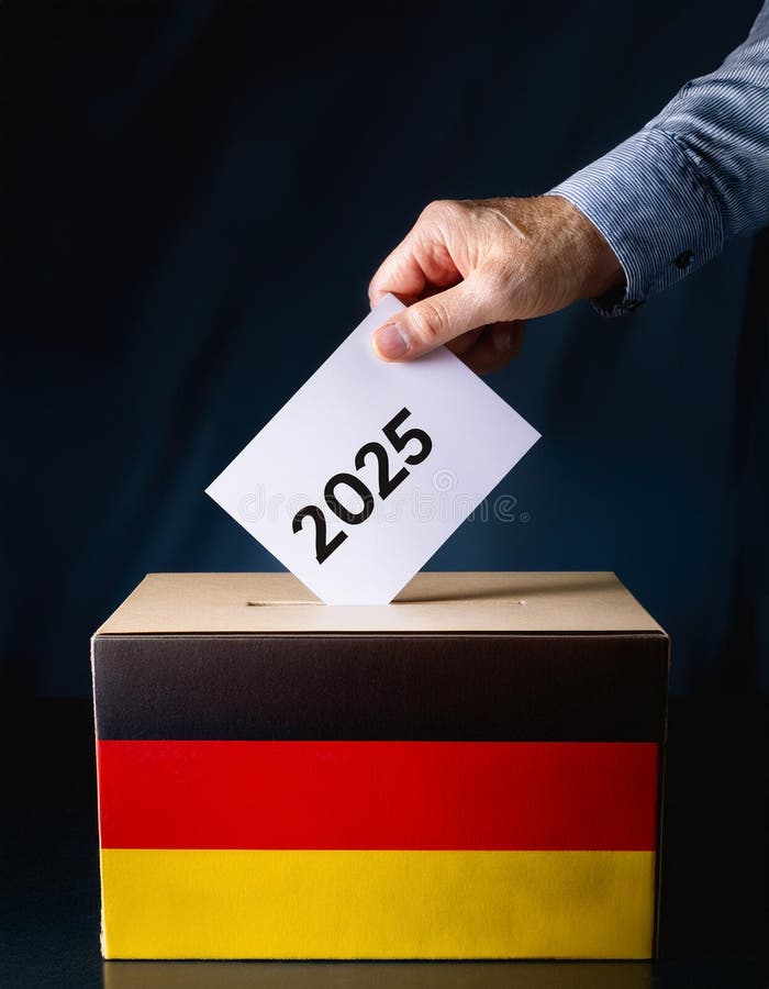 Hand Casting a Ballot into a Voting Box Under the Banner of "Election ...