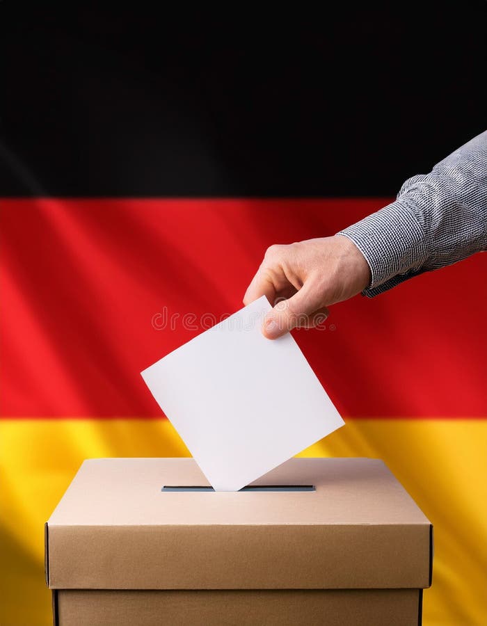 Hand Casting a Ballot into a Voting Box Under the Banner of "Election ...