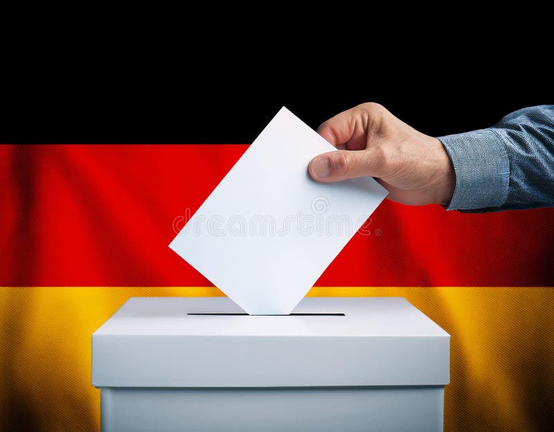 Hand Casting a Ballot into a Voting Box Under the Banner of "Election ...