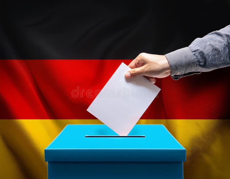 Hand Casting a Ballot into a Voting Box Under the Banner of "Election ...