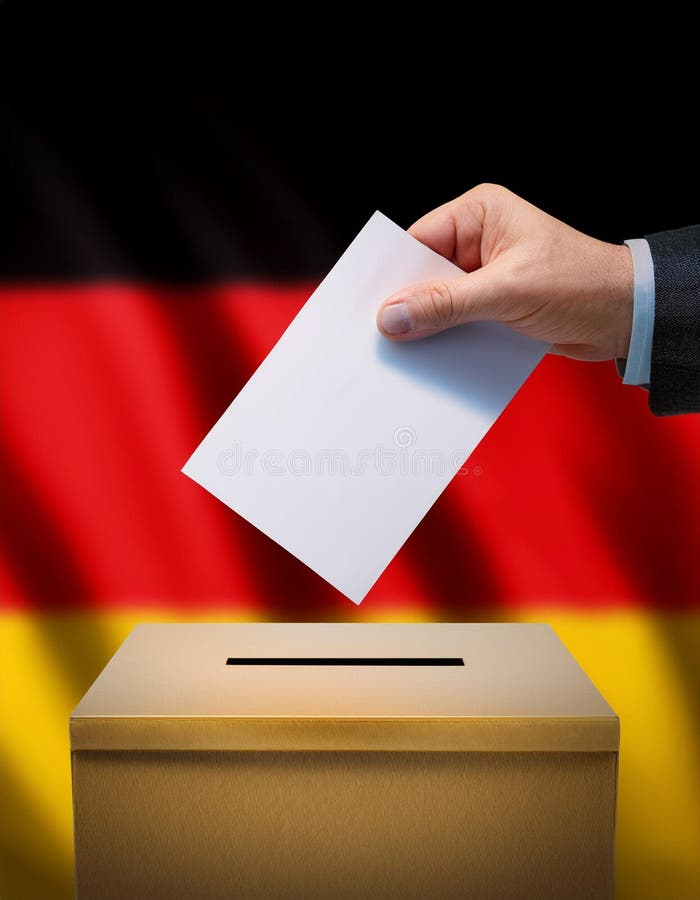 Hand Casting a Ballot into a Voting Box Under the Banner of "Election ...