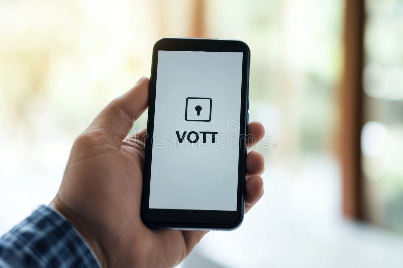 Hand Casting Digital Vote on Smartphone Screen during Online Voting ...