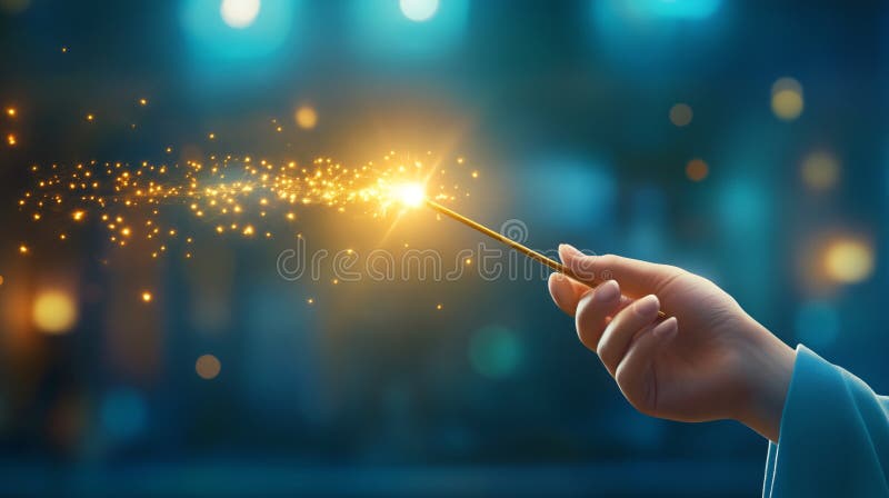 A Hand Casting Sparkling Magic with a Wand in a Mystical Setting at ...
