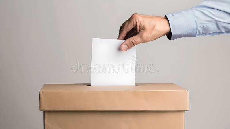 Close-up of a Hand Inserting a Ballot into a Voting Box. Simple and ...