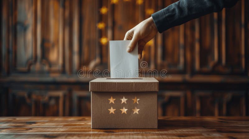 Hand Casting a Vote in EU Flag Background: Symbolizing Democracy Stock ...