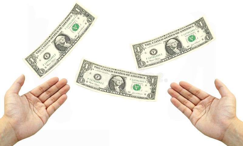 Hand Catch Flying Dollar Bills Stock Image - Image of abundance, number ...
