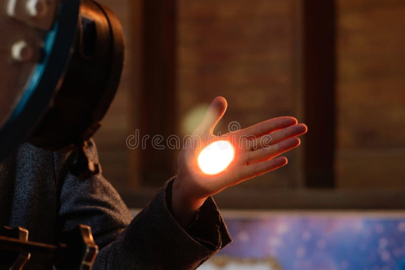 Hand Catching the Focused Light from Telescope Lens Stock Image - Image ...