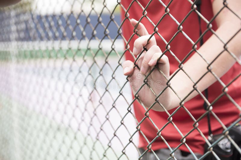 Hand Catching Mesh Cage. the Prisoner Want Freedom. Stock Image - Image ...