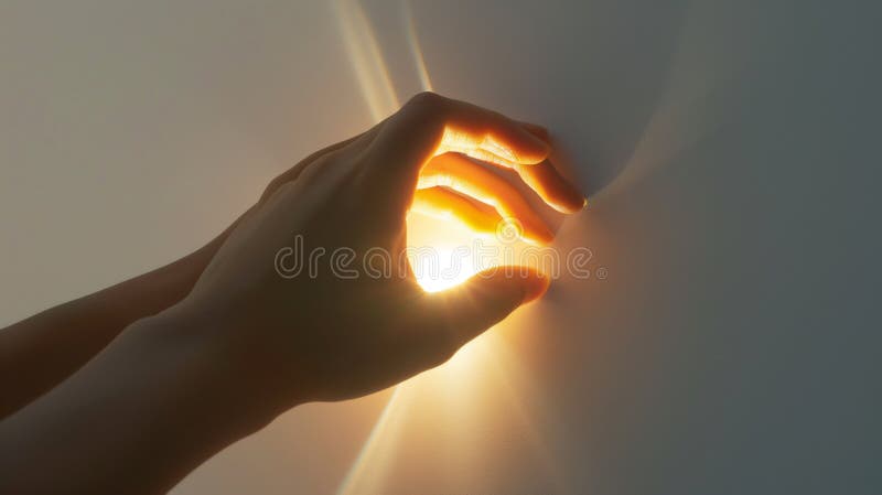 Hand Catching Sunlight Casting a Warm Glow, Creating a Play of Light ...