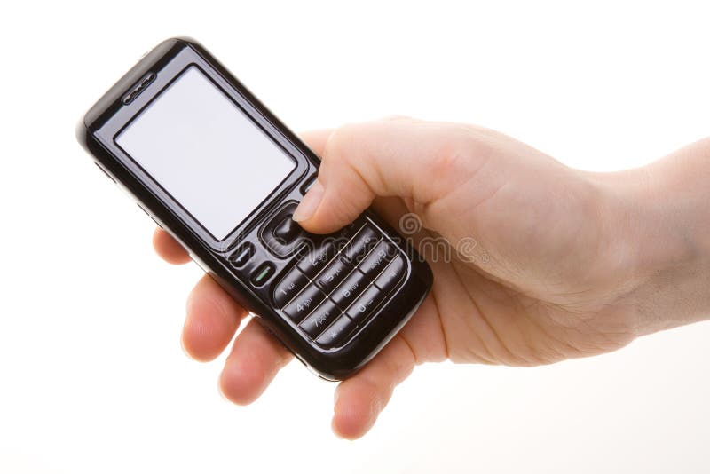 Hand with cell phone stock image. Image of technology - 4609373