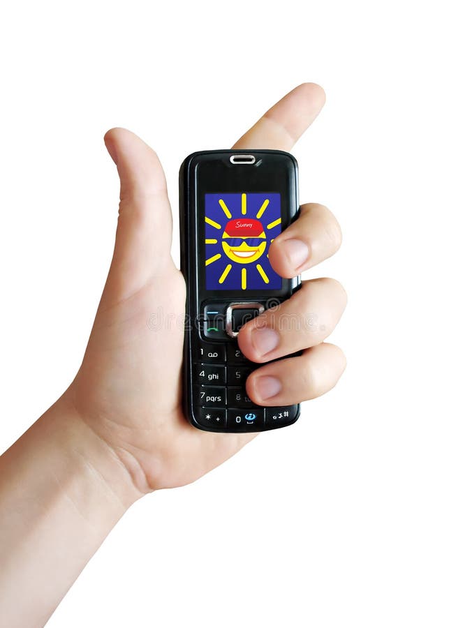 Hand with Cell Phone (isolated) Stock Image - Image of mobile, isolated ...