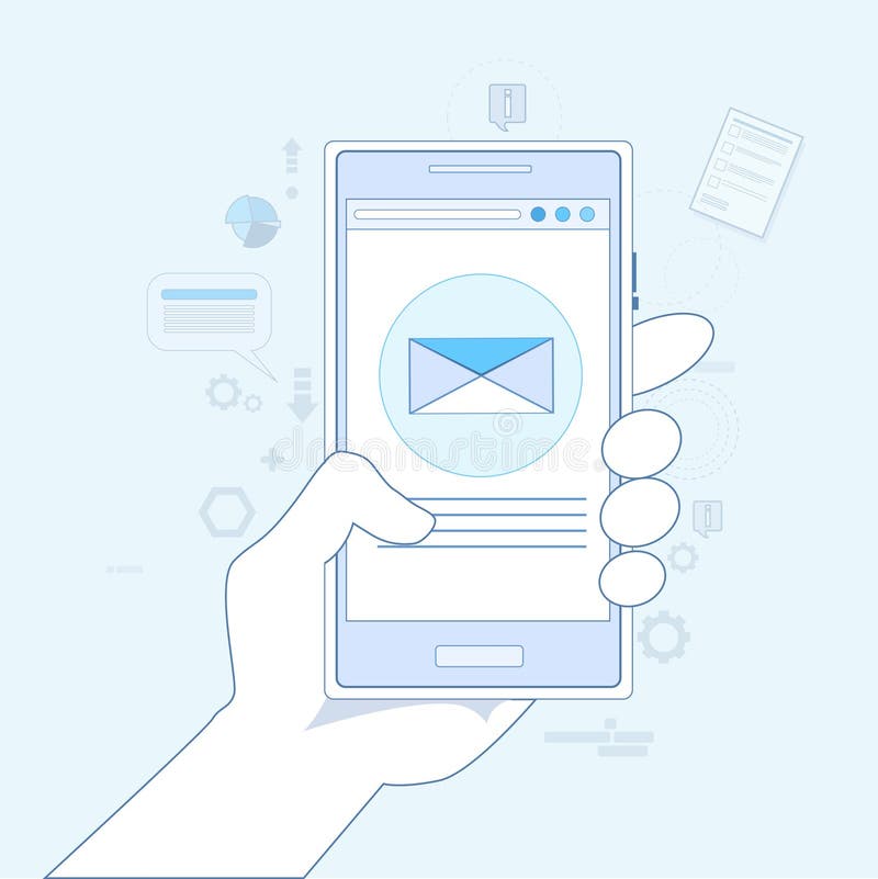 Hand Cell Smart Phone Envelope Send Business Mail Stock Vector ...
