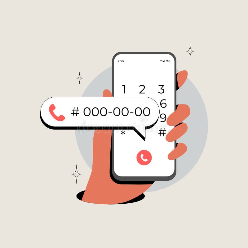 Hand with Cellphone and Number Stock Vector - Illustration of screen ...