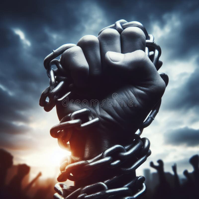 A Hand with Chains Fist is Held Up in a Fist. Ai Generative Stock ...