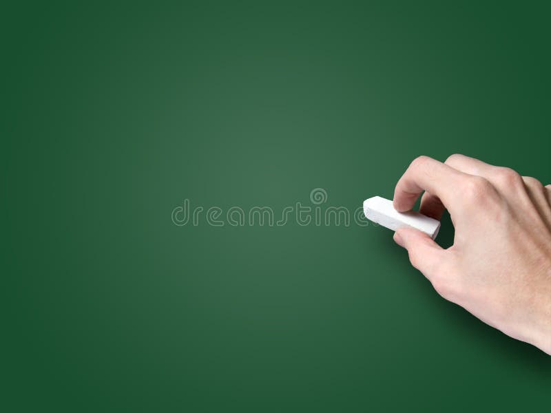 Hand with Chalk on Blank Blackboard Stock Photo - Image of hold ...