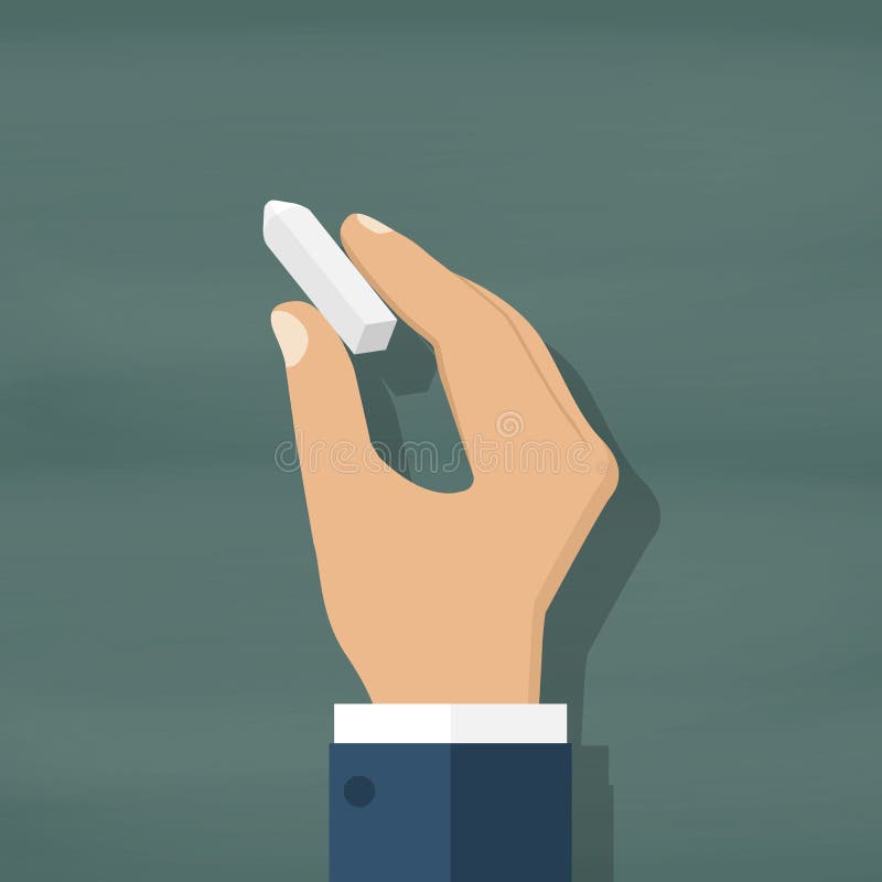 Hand with Chalk Start To Writing on Chalkboard Stock Vector ...