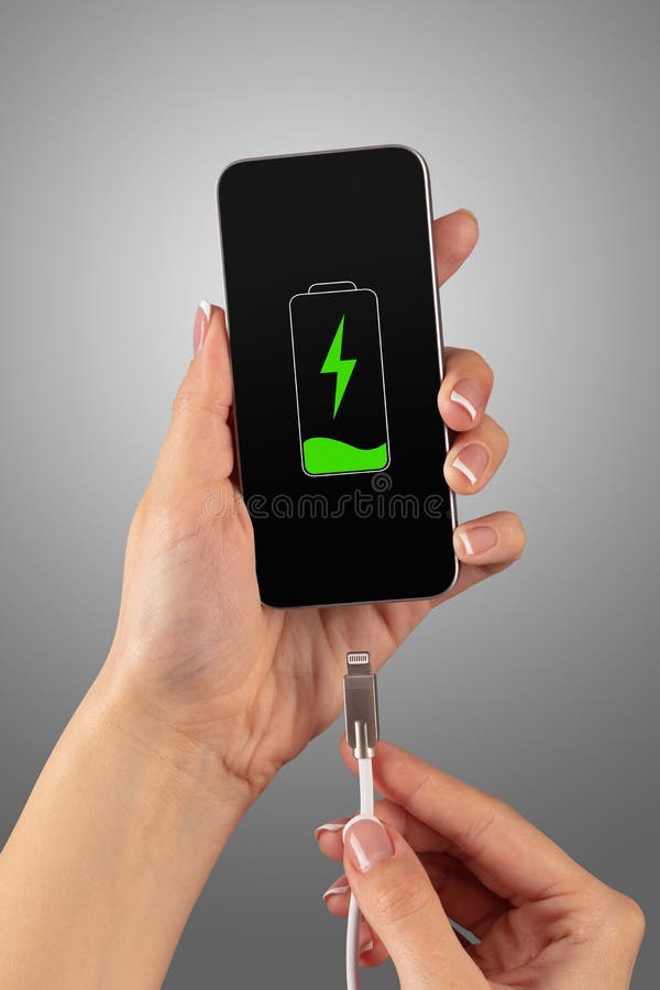 Hand charging phone stock image. Image of design, display - 145606521