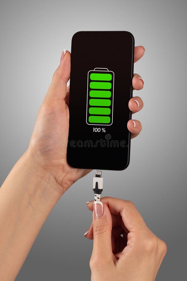 Hand charging phone stock image. Image of device, icon - 150415241