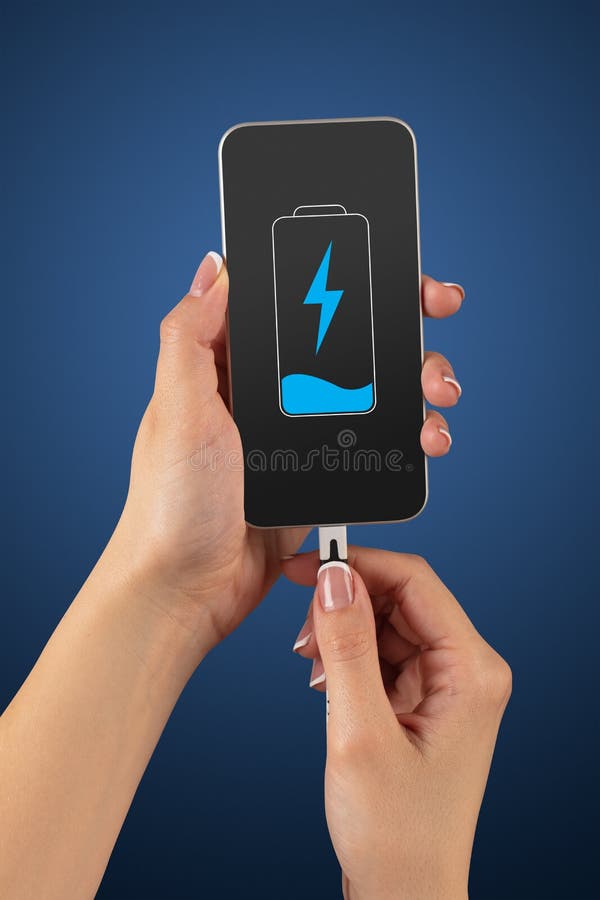 Hand charging phone stock image. Image of input, battery - 148003065