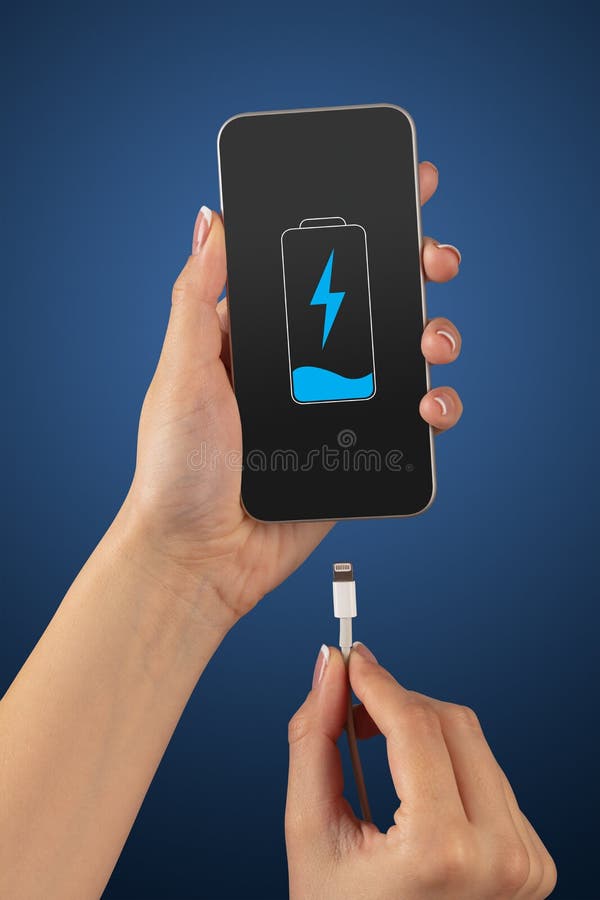 Hand charging phone stock photo. Image of percentage - 168305510