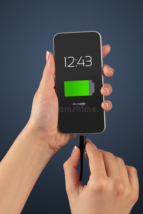 Hand charging phone stock image. Image of concept, finger - 144176963