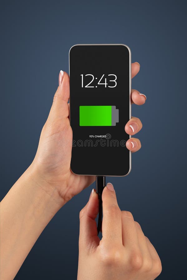 Hand charging phone stock image. Image of cell, percentage - 161312231
