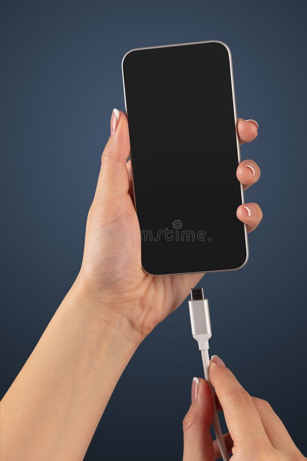 Hand Charging Phone with Low Battery Stock Image - Image of holding ...