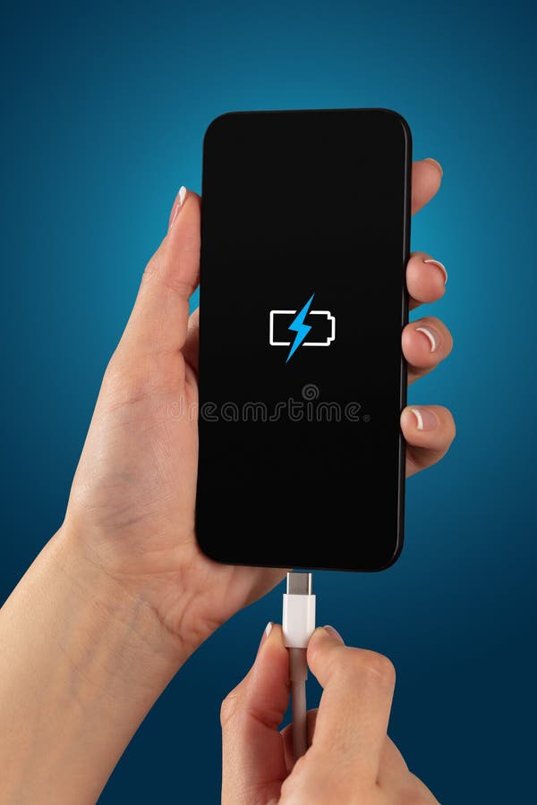 Hand Charging Phone with Low Battery Stock Photo - Image of mobility ...